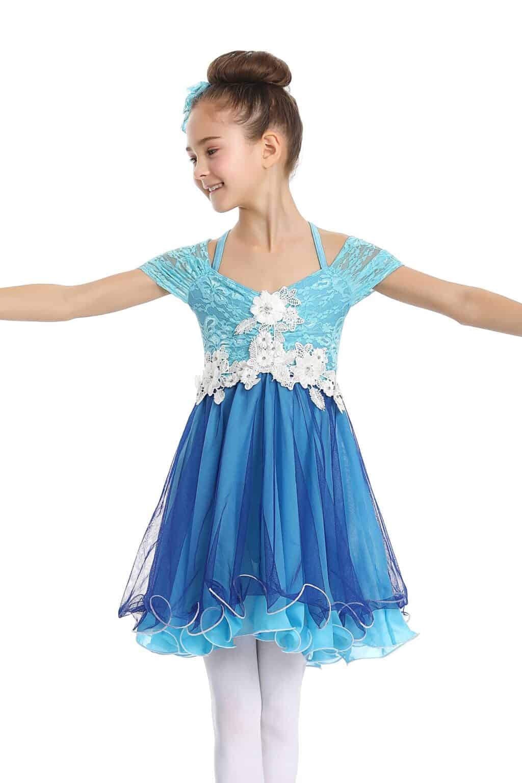 Blue/red contemporary/Lyrical Dancewear with skirt