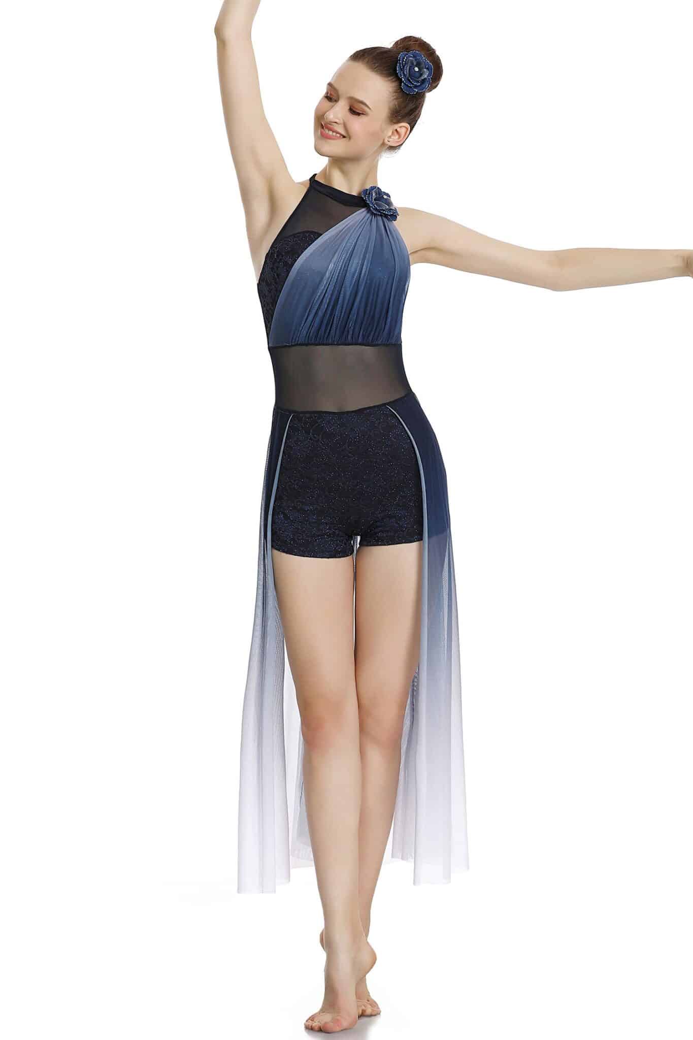 Blue/red contemporary/Lyrical Dancewear with skirt