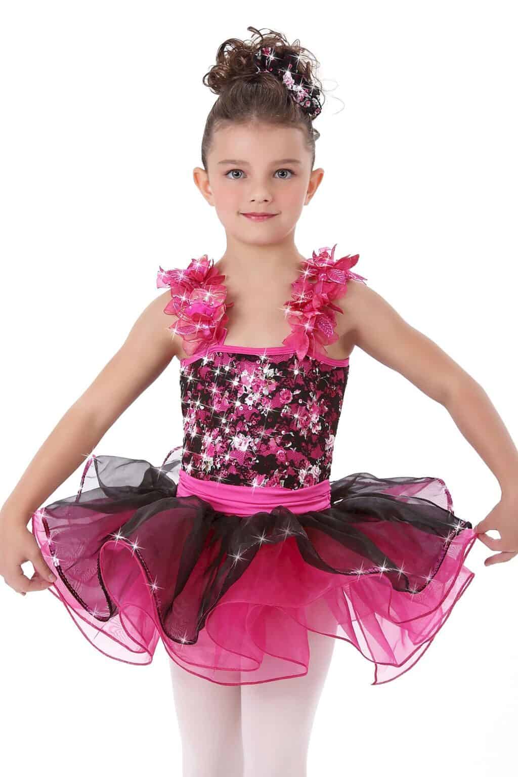 Childs black and pink Jazz and Tap Dancewear - with layered tutu