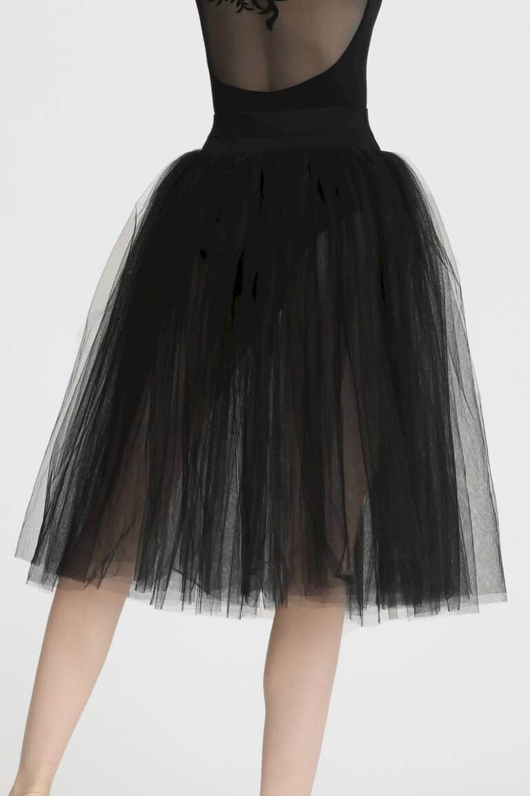 DANCE ELITE- layered nylon net skirt in black,white and pink